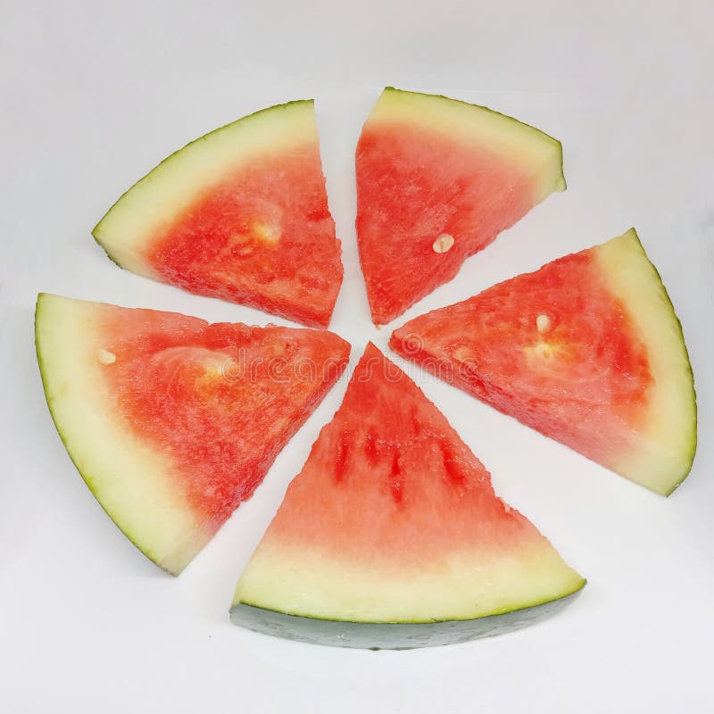 5 Slices of Watermelon in Circle on White Background Stock Image ...