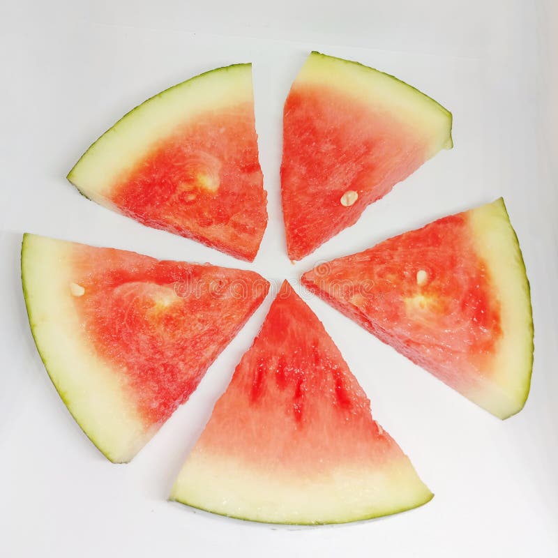 5 Slices of Watermelon in Circle on White Background Stock Image ...