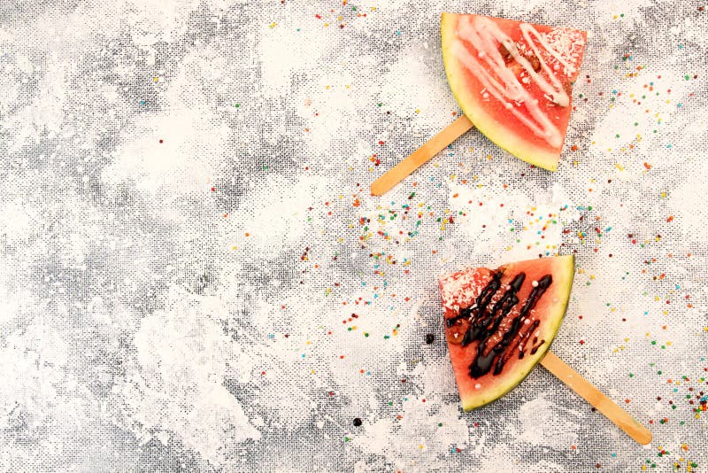 Slices Watermelon in Ice Cream Popsicle Shape Stock Image - Image of ...
