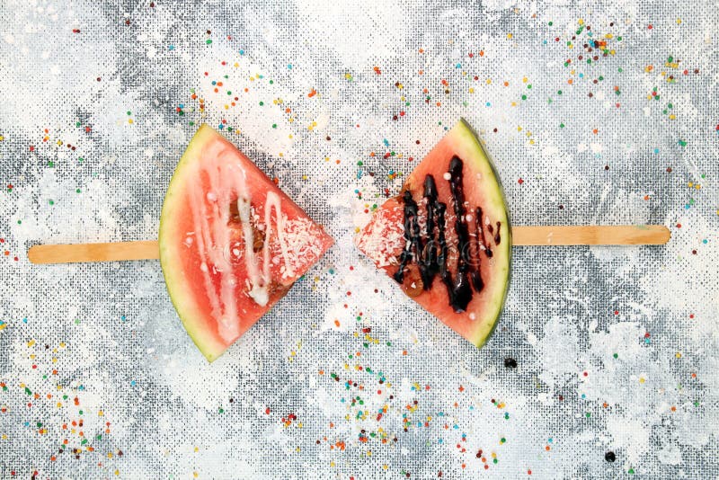 Slices Watermelon in Ice Cream Popsicle Shape Stock Image - Image of ...