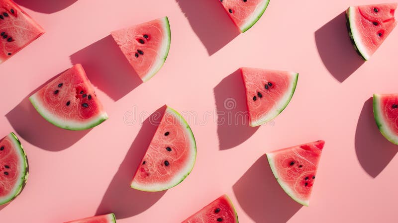Slices of Watermelon on a Pink Background Stock Photo - Image of ...