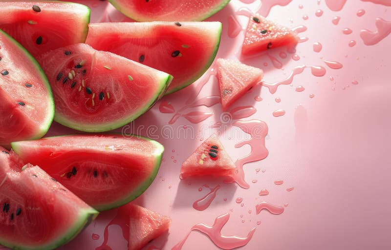 Slices of Watermelon on a Pink Background Stock Photo - Image of ...