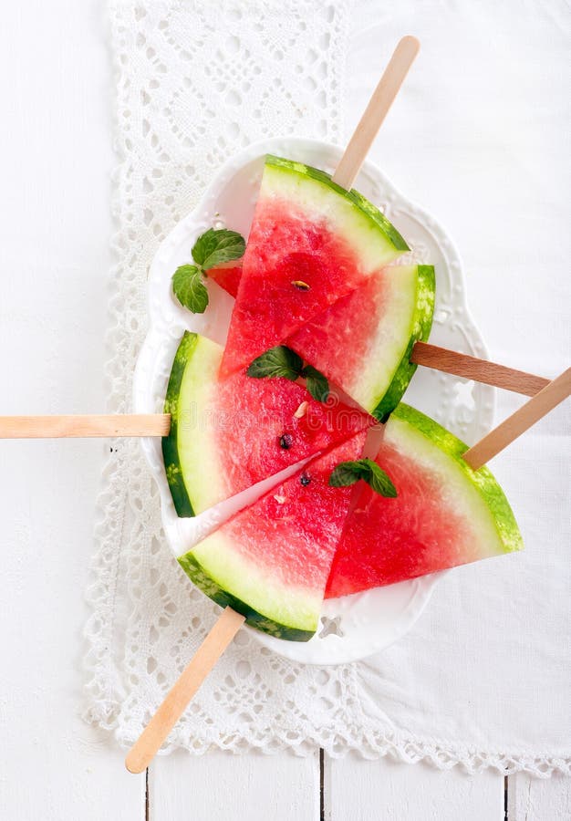 Watermelon Sticks with Yogurt Stock Image - Image of food, watermelon ...