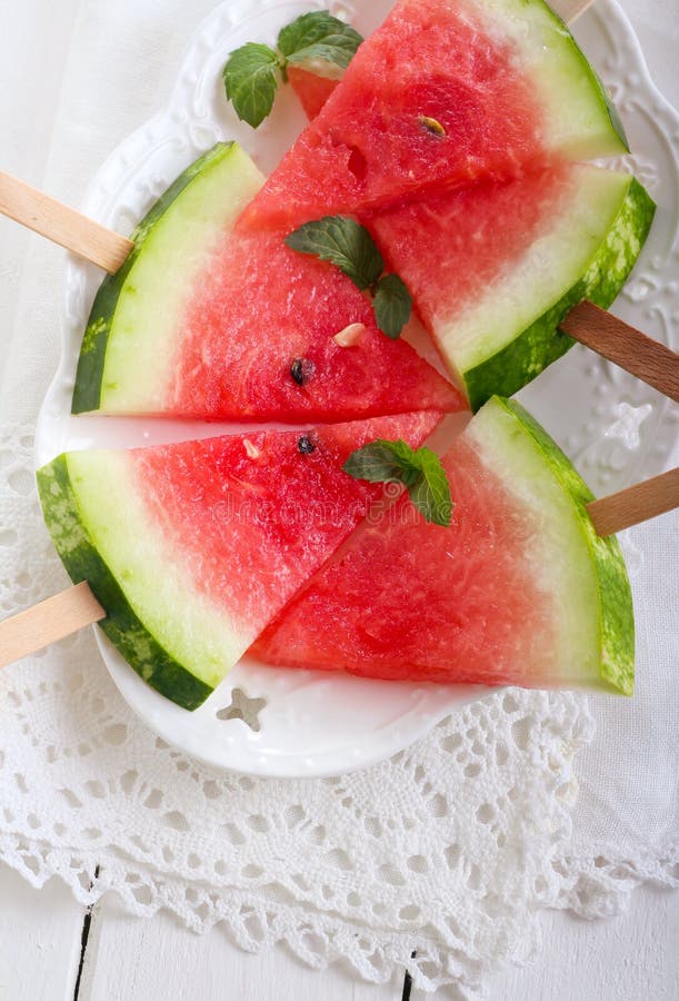 Watermelon Sticks with Yogurt Stock Image - Image of food, watermelon ...