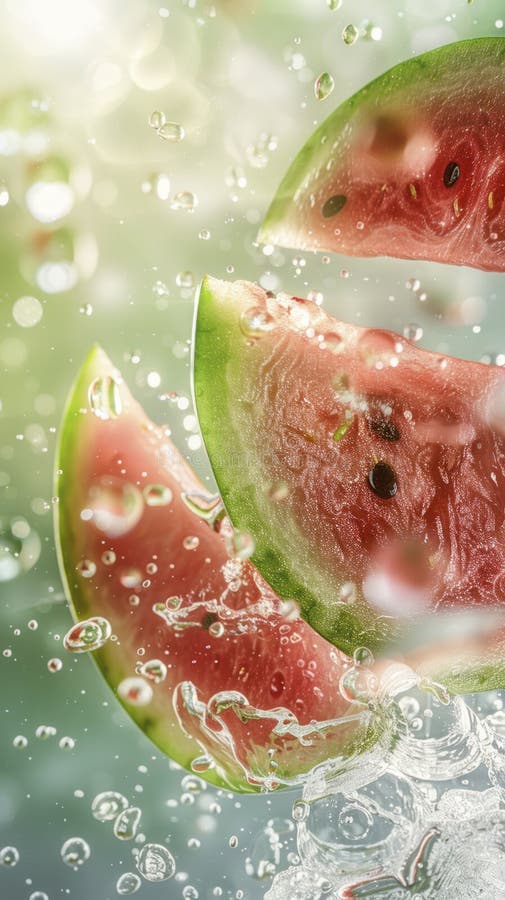 Slices of Watermelon Submerged in Sparkling Water Stock Illustration ...