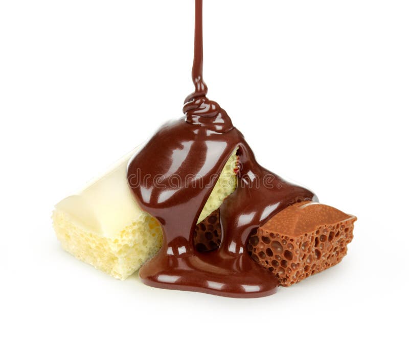 Slices of White and Milk Chocolate Bar Poured Chocolate Isolated Stock ...