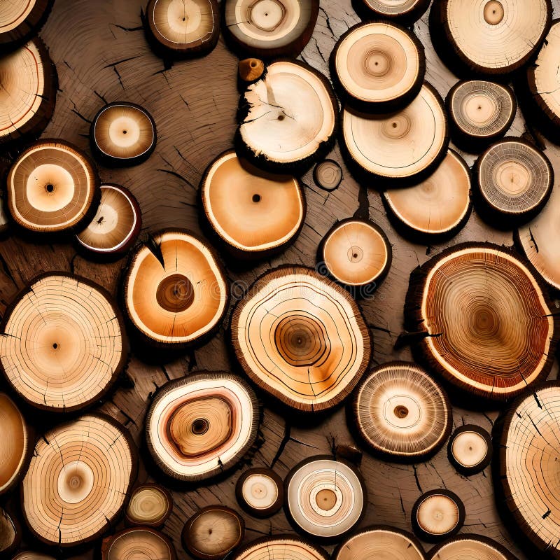 Slices of Wood of a Tree - Ai Generated Image Stock Illustration ...