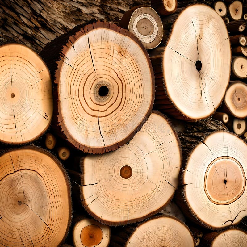 Slices of Wood of a Tree - Ai Generated Image Stock Illustration ...