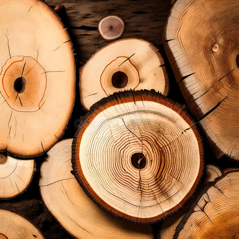 Slices of Wood of a Tree - Ai Generated Image Stock Illustration ...