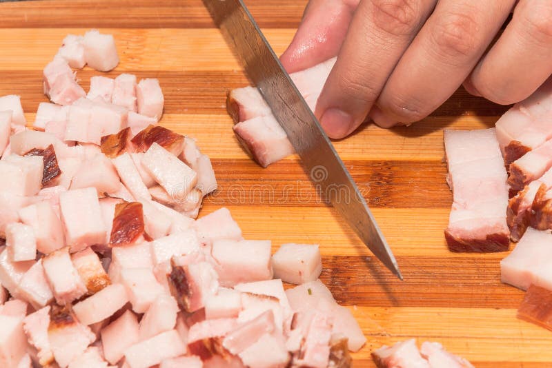 Slicing bacon stock image. Image of slicing, bacon, meat - 28106589