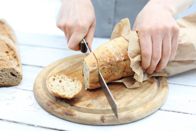 Slicing bread stock photo. Image of wheat, baking, yeast - 54256296
