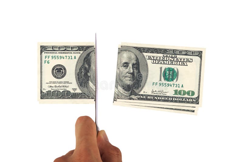 Money Slicing or Money Slicing Stock Image - Image of fresh, cutting ...