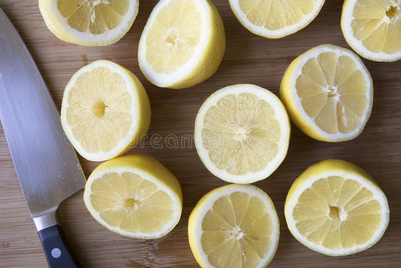 Slicing Fresh Lemons stock image. Image of freshness - 93124911