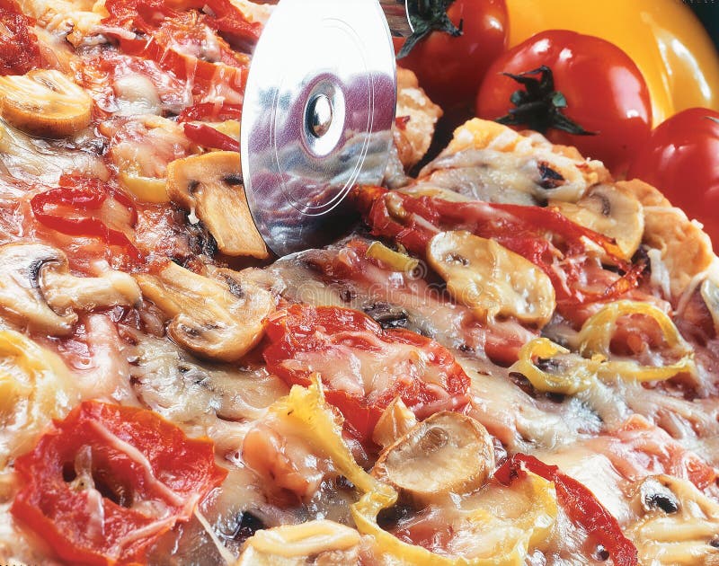 Slicing pizza. stock image. Image of vibrant, composition - 9862909