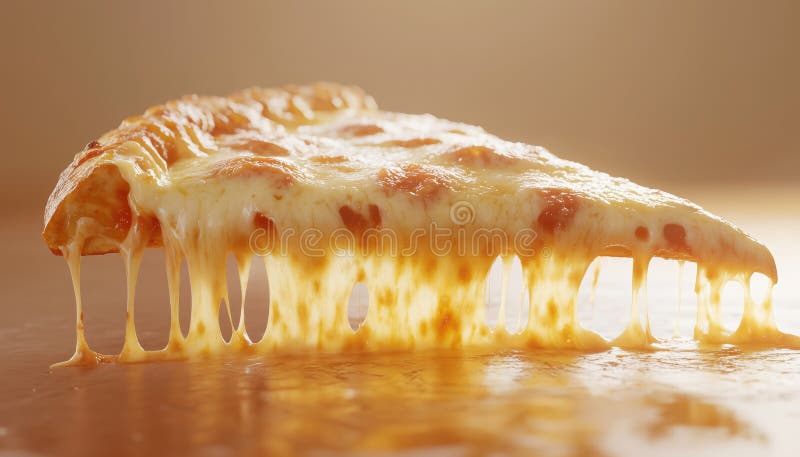 Slicing into a Pizza: Stretching Melted Cheese from the Slice, Creating ...