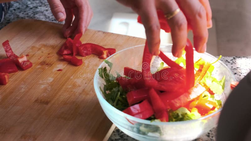 The Process of Making a Salad of Greens Stock Video - Video of holding ...