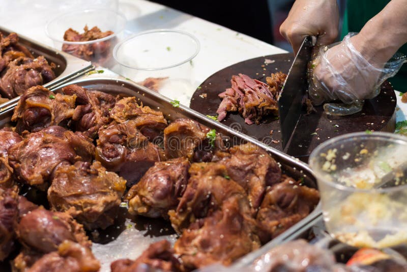 Slicing sauce meat stock photo. Image of block, chef - 63214268