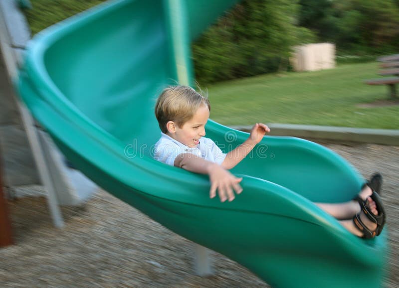 Girl on Slide stock image. Image of amusement, outdoors - 57032895