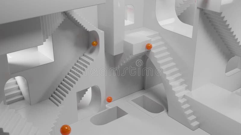 Slide Balls Stairs Loop 3D Animation Stock Footage - Video of spiral ...