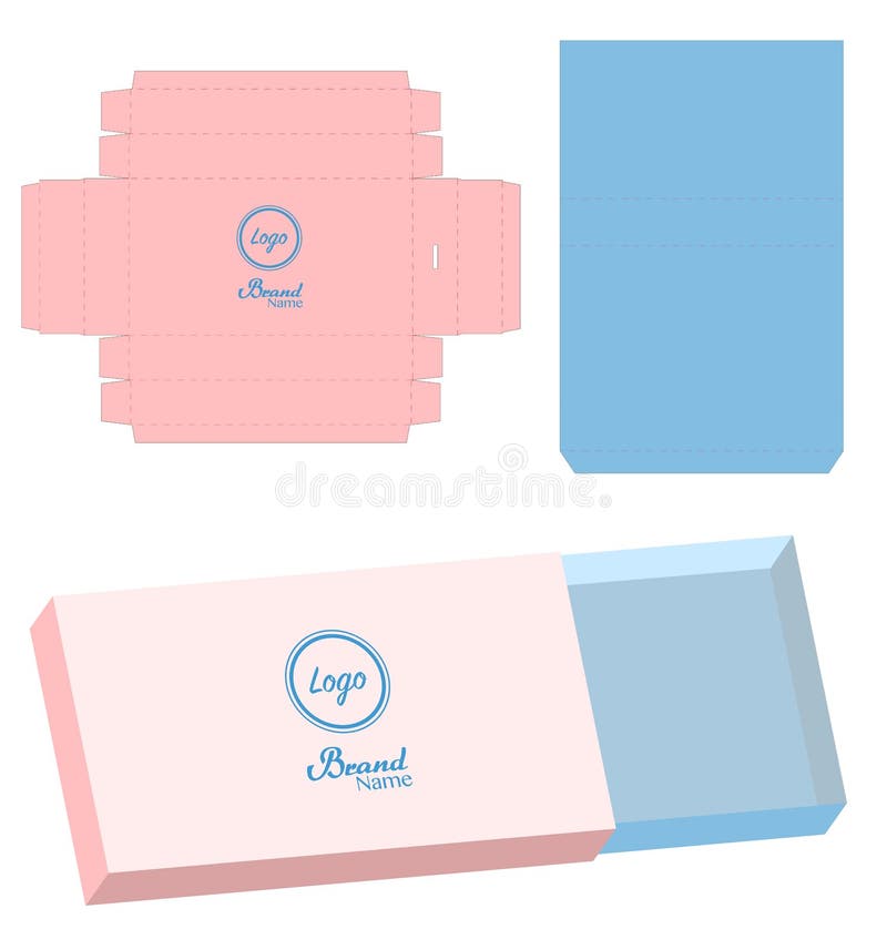 Slide Box Die Cut Mock Up Template Vector Stock Vector - Illustration ...