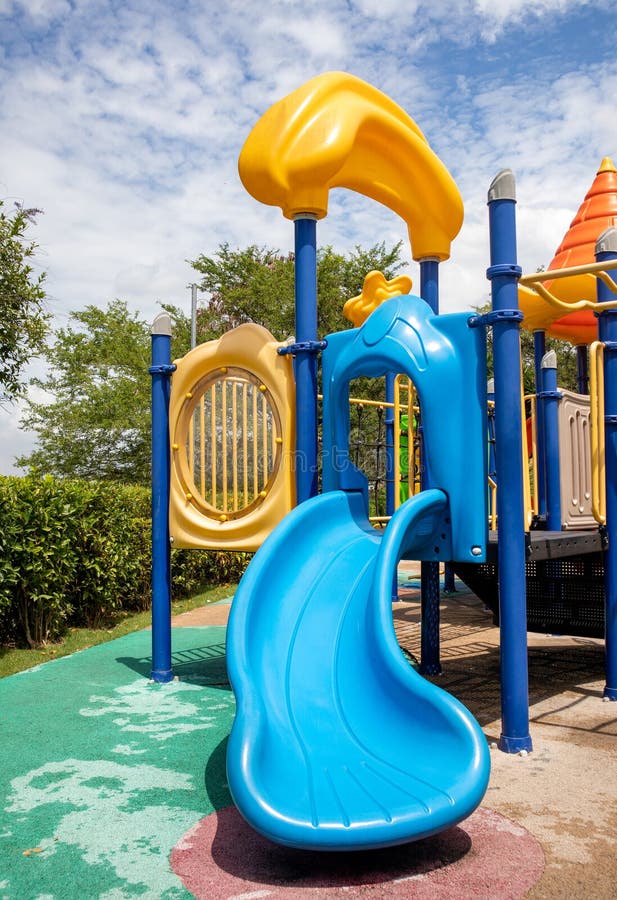 Slide for Children in an Open Park Stock Image - Image of security ...