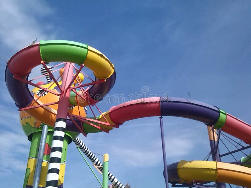 Slide colourful stock image. Image of park, pool, bathing - 45096009