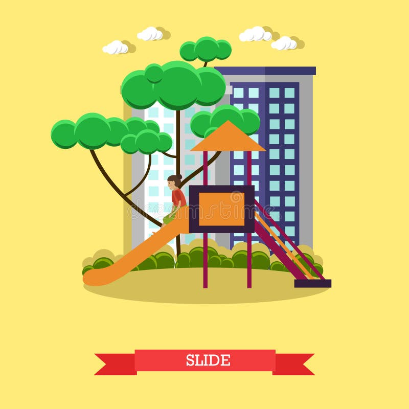 Slide Concept Vector Illustration in Flat Style. Stock Vector ...