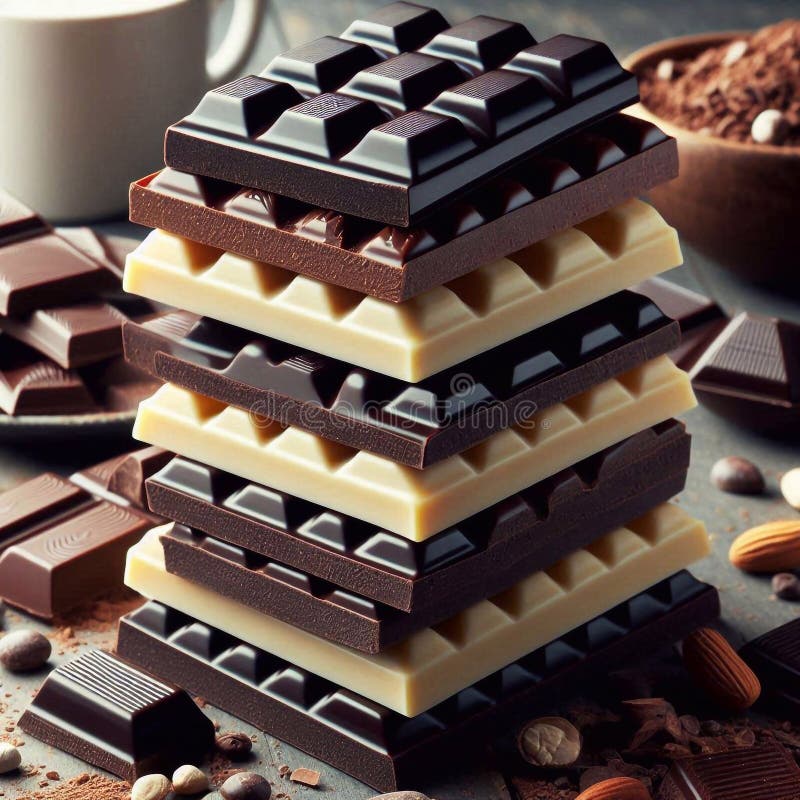 Bars of Different Types of Chocolate Stock Image - Image of icing ...