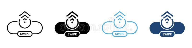 Slide Drag Button Line And Silhouette Color Icon Set Swipe Up Button Arrow Creative Symbol
