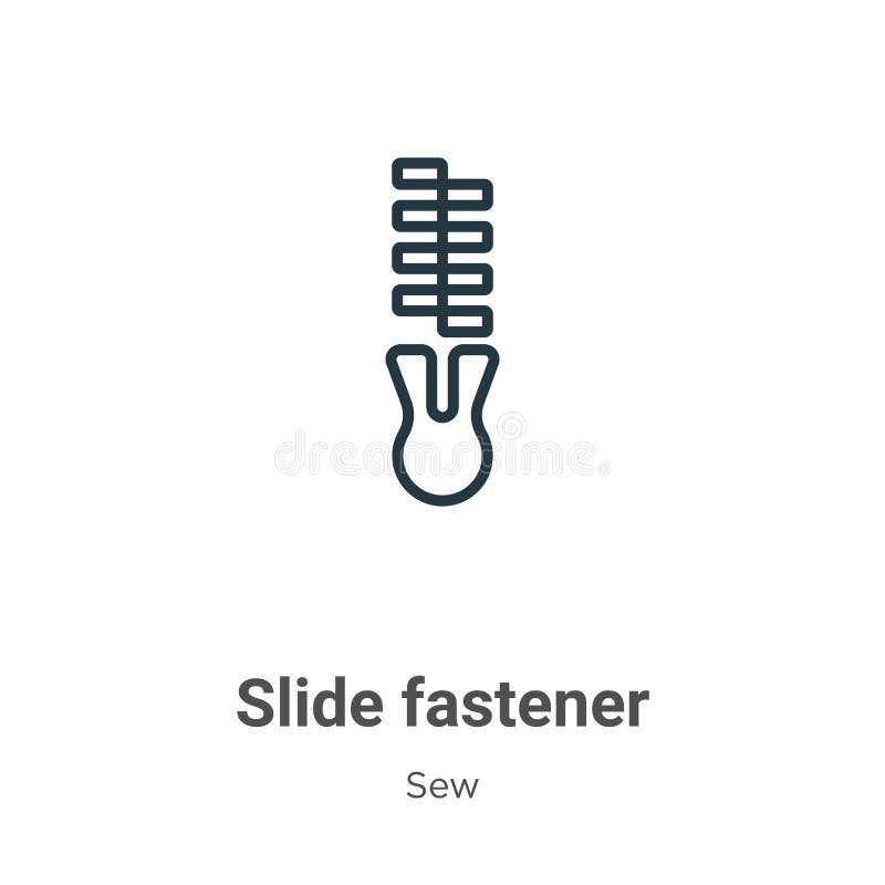 Slide Fastener Outline Vector Icon. Thin Line Black Slide Fastener Icon ...