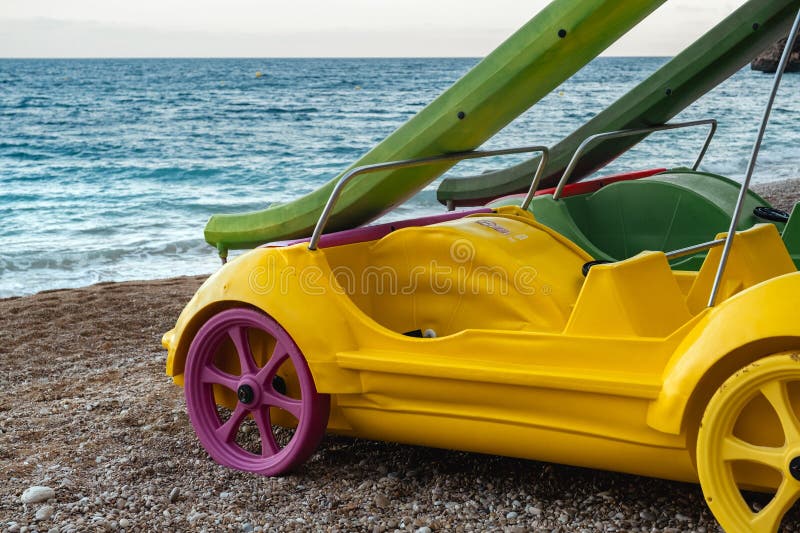Slide in the Form of a Car on the Beach Stock Image - Image of seat ...