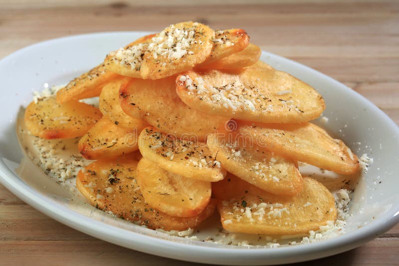 Slide fried potatoes stock photo. Image of lunch, cream - 30435658