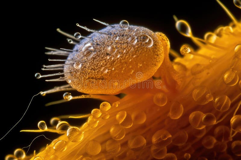 Slide with Magnified View of a Pollen Grain and Stamen Stock Photo ...