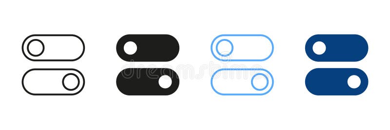Slide on and Off Black and Color Symbol Collection. Switch Button Icon ...