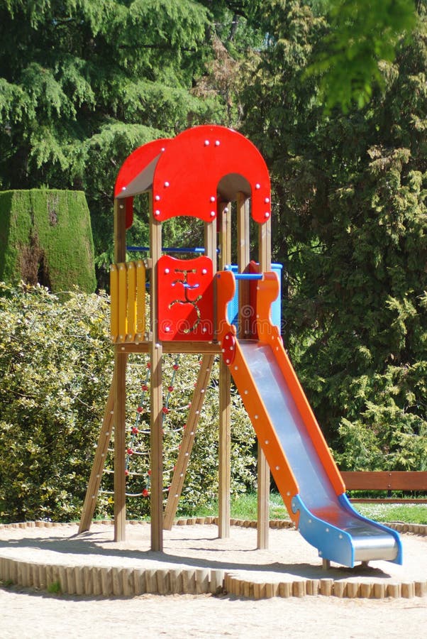 Slide in a park. stock image. Image of playground, spain - 378419789