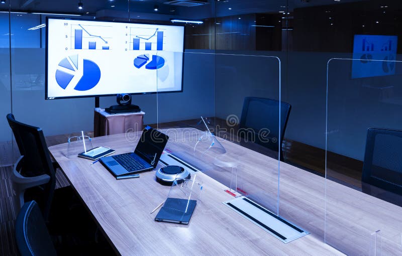 Slide Presentation on Display Television in Meeting Room Stock Photo ...
