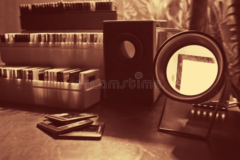 Slide projector and slides stock photo. Image of memory - 31435924