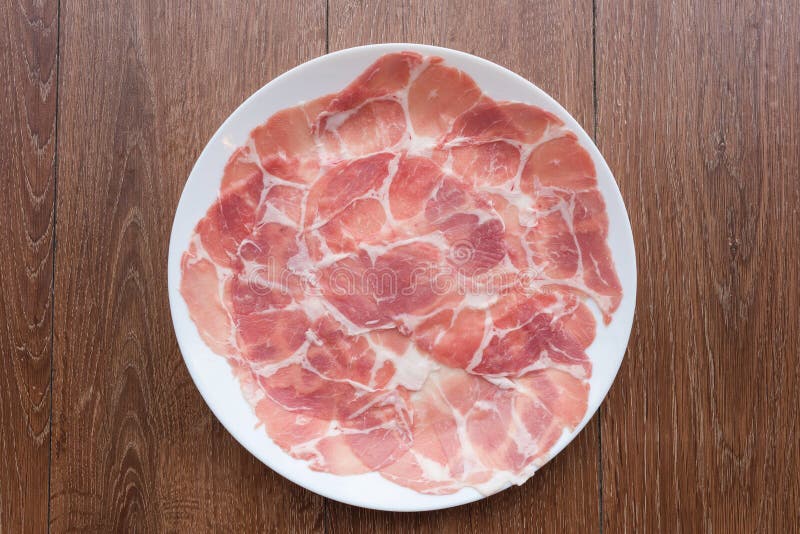Slide Raw Meat on the Table. Top View Stock Photo - Image of sliced ...