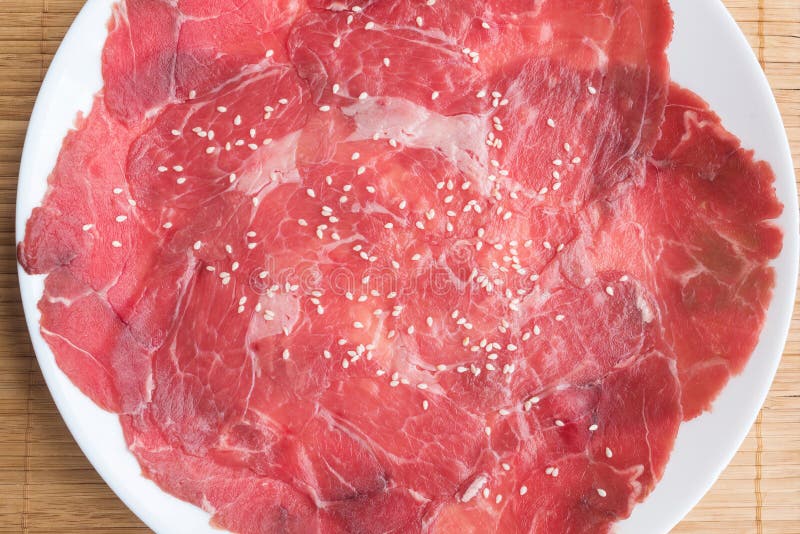 Slide Raw Meat on the Table. Top View Stock Image - Image of plate ...
