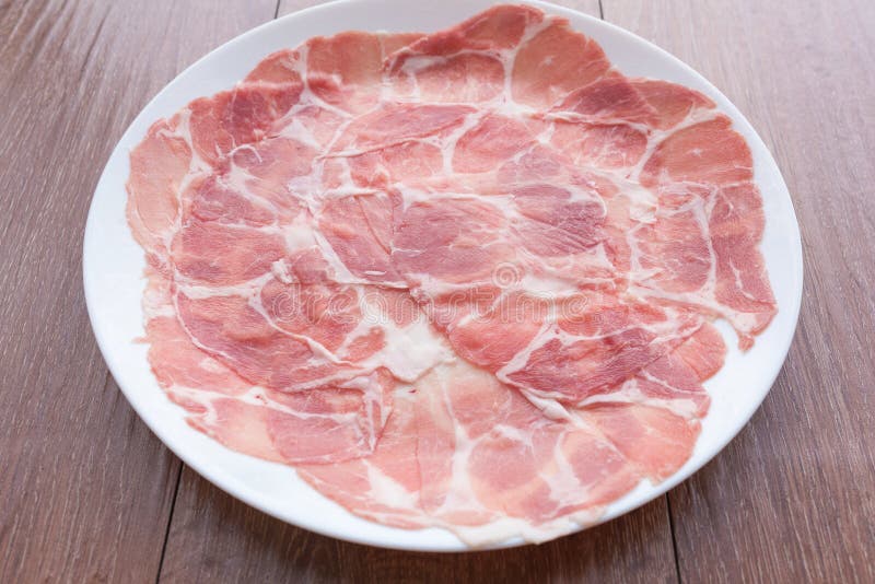 Slide Raw Meat on the Table. Top View Stock Image - Image of food ...