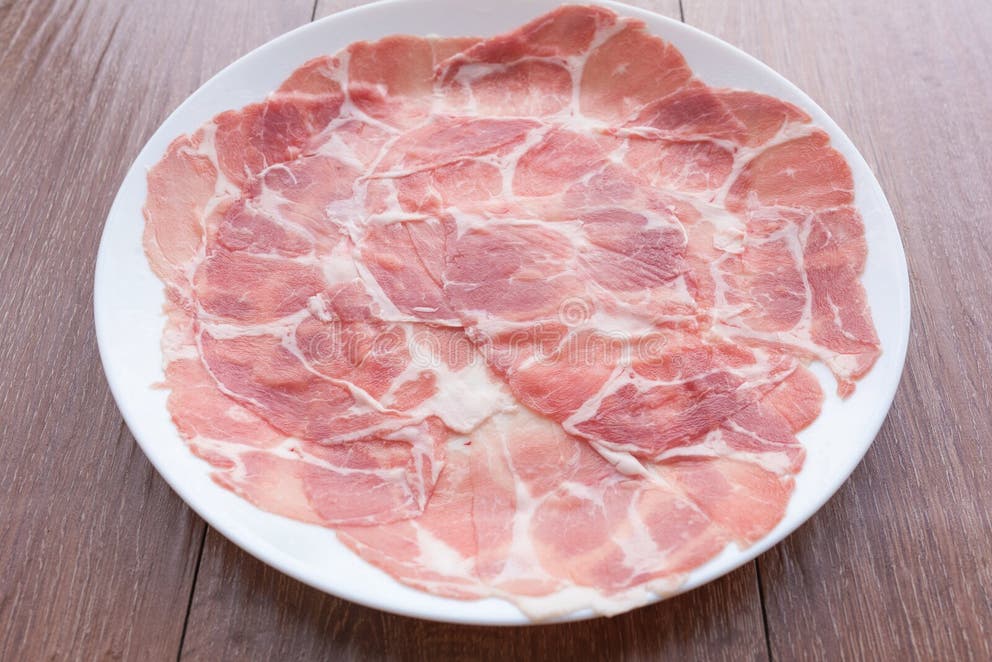 Slide Raw Meat on the Table. Top View Stock Image - Image of food ...