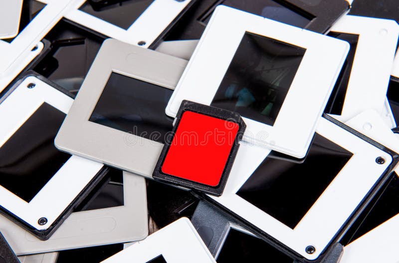 Slide Stack with a Memory Card Stock Image - Image of retro, projector ...