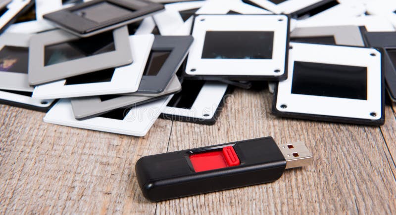 Slide Stack and USB Flash Drive Stock Image - Image of slides, storage ...