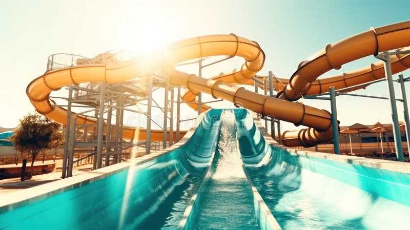 Slide in Sun Slides Water Park Stock Image - Image of activity, play ...