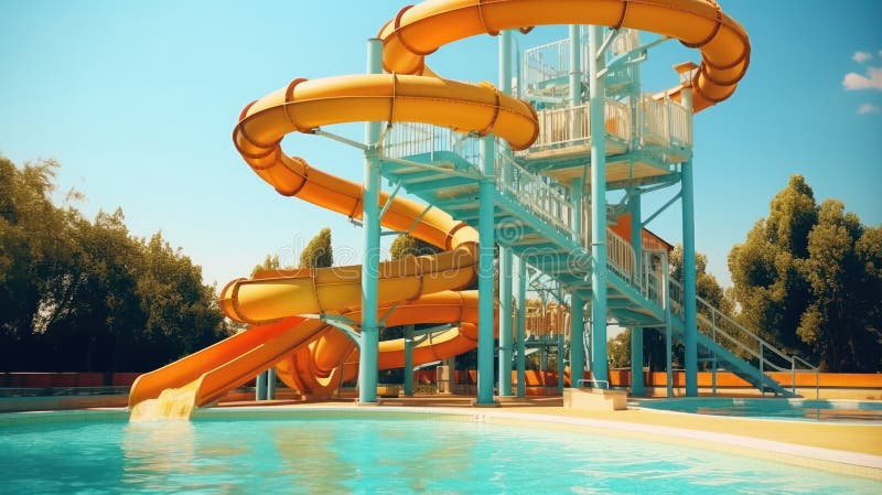 Slide in Sun Slides Water Park Stock Image - Image of leisure ...