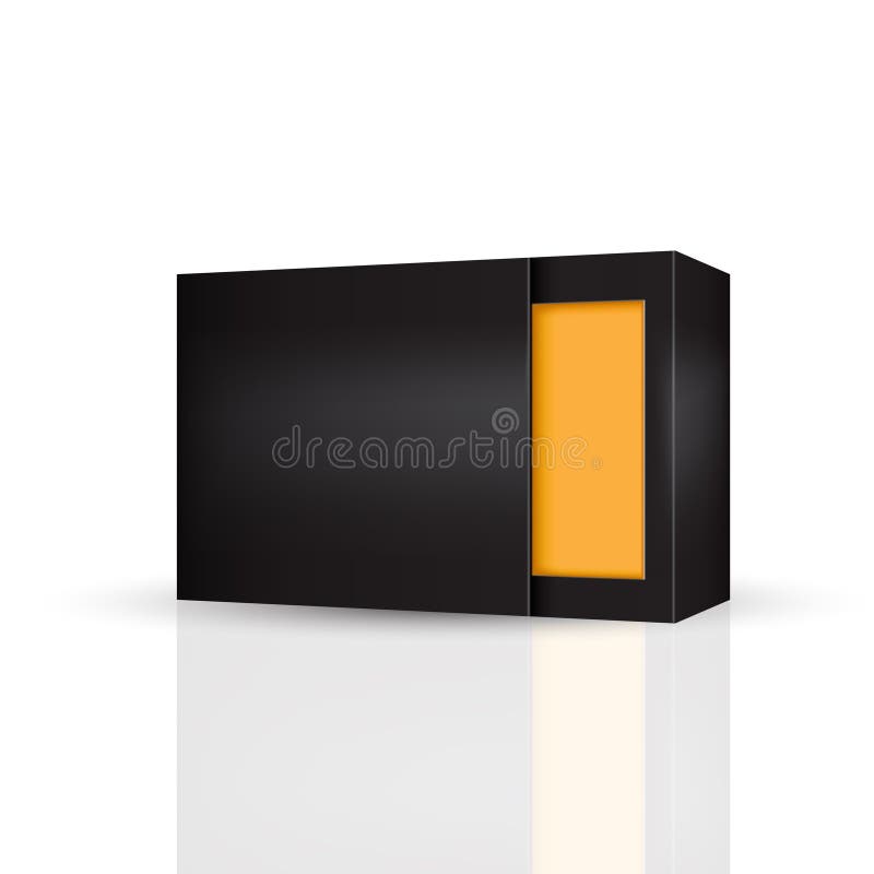 Slide To Open Modern Black Orange Inside Packaging Box Stock Vector ...