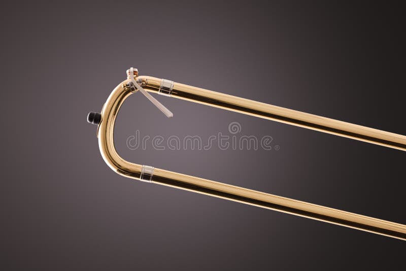 Golden Trombone Close-up with Dark Background Stock Image - Image of ...