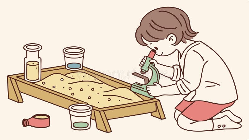 Slide Under Microscope: Child Examining a Slide Under Microscope ...