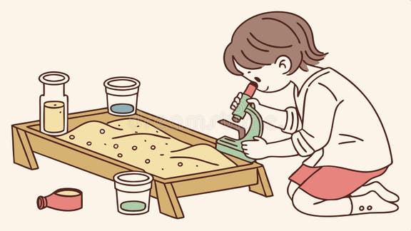 Slide Under Microscope: Child Examining a Slide Under Microscope ...