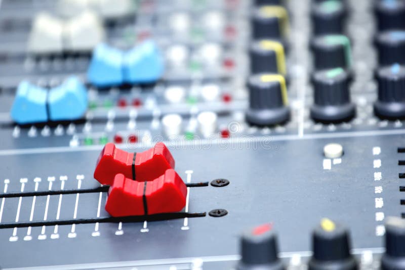 Slide the Volume Control of the Audio Mixer Stock Image - Image of club ...